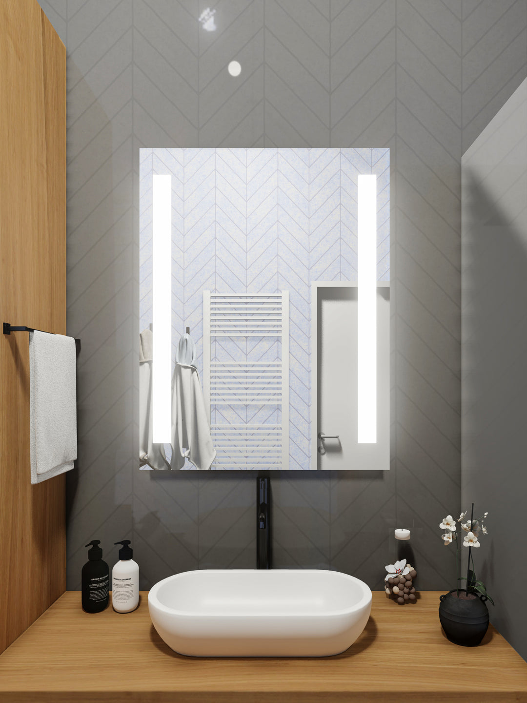 Shop Rectangular Front-Lighted Vertical LED Bar Mirrors – Mirrors & Marble