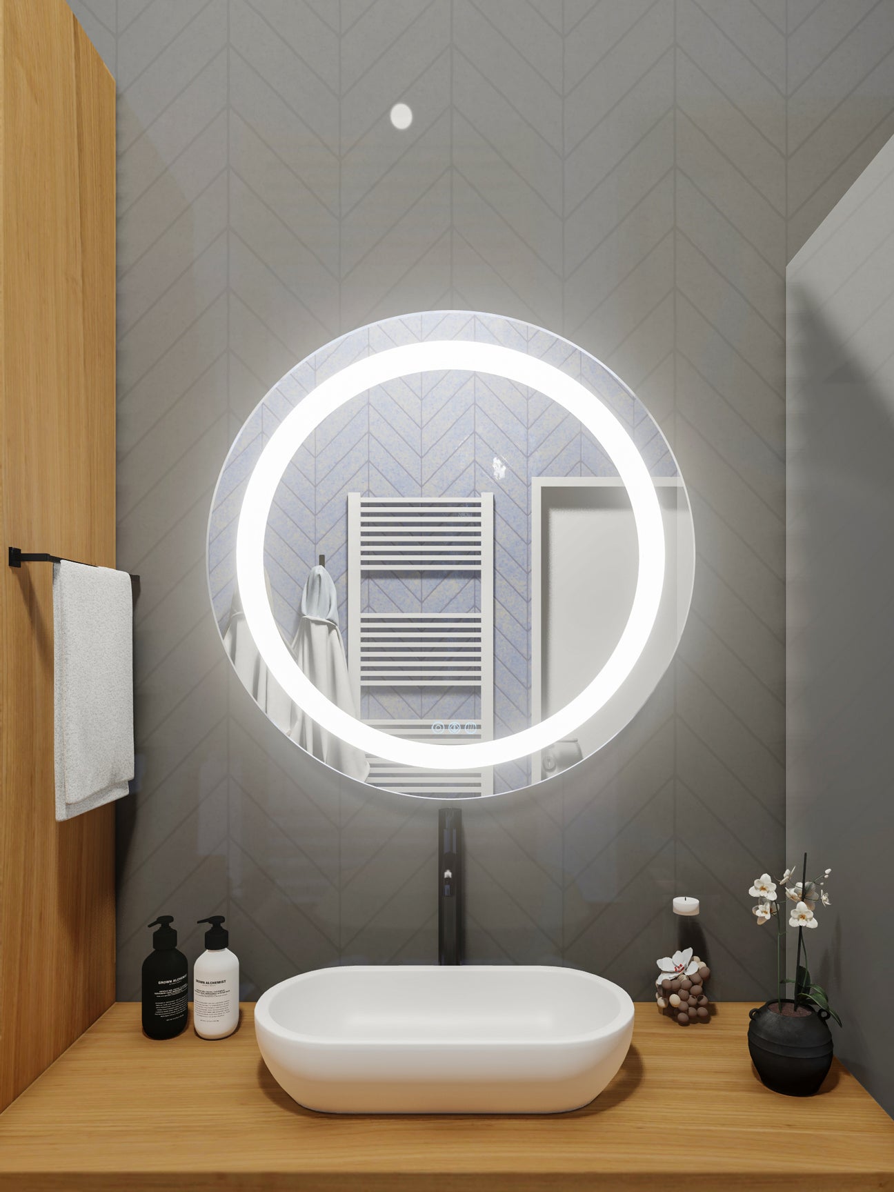 Shop Round Front-Lighted LED Mirrors – Mirrors & Marble
