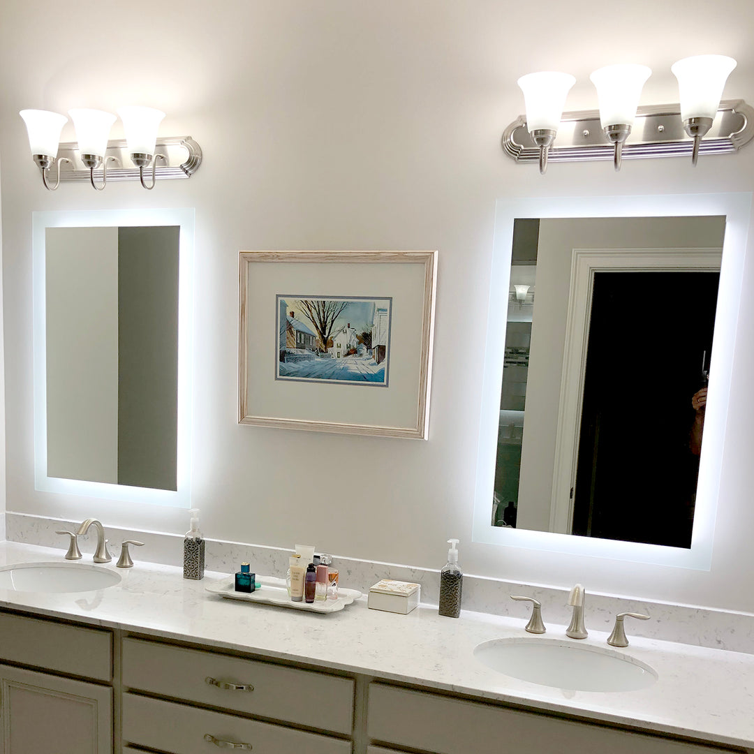 Side-Lighted LED Bathroom Vanity Mirror: 32" x 44" - Rectangular ...