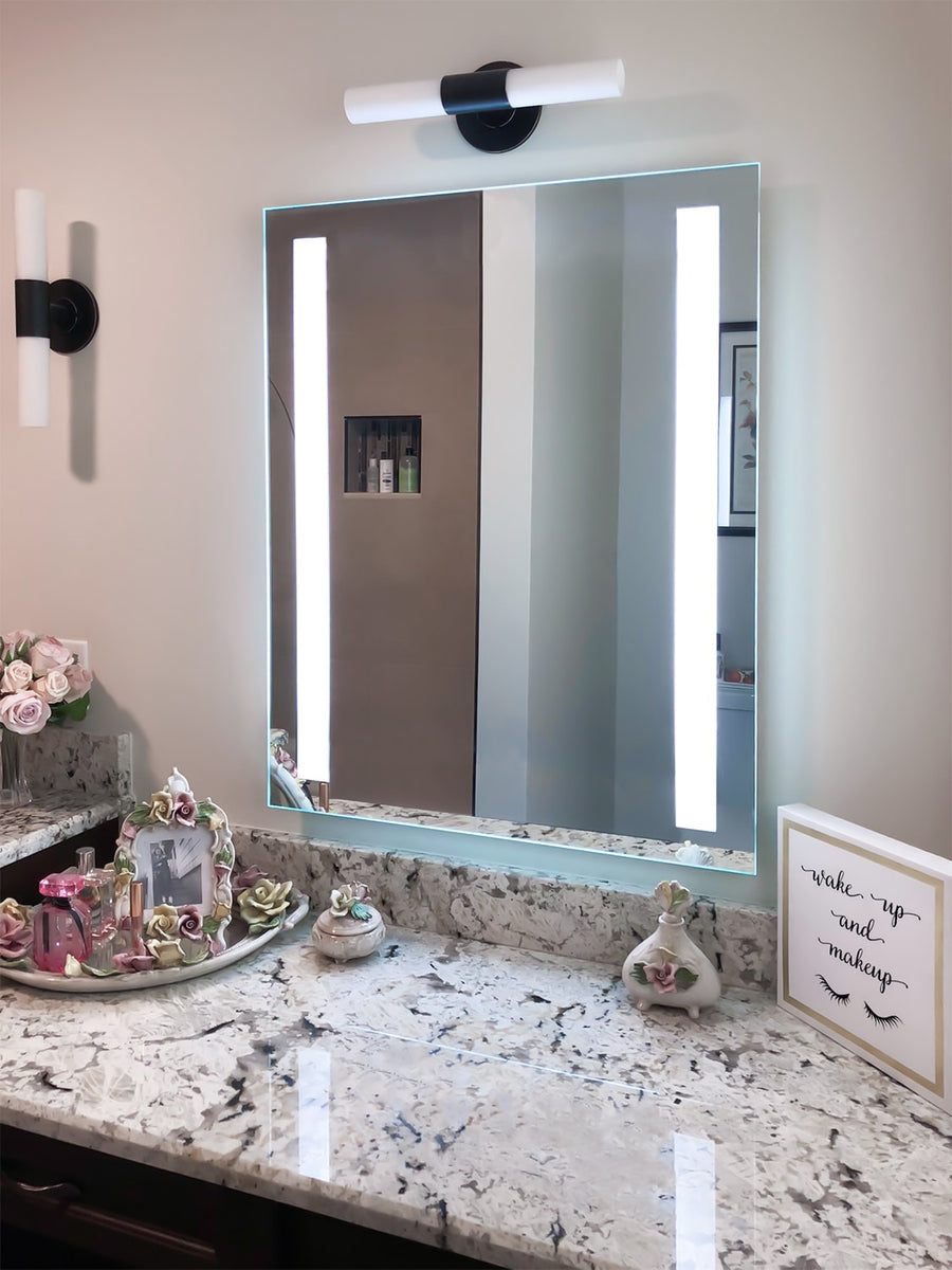 Shop Rectangular Front-Lighted Vertical LED Bar Mirrors – Mirrors & Marble